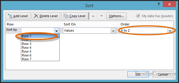 Excel For Commerce How To Sort Horizontally In Excel From Left To Right